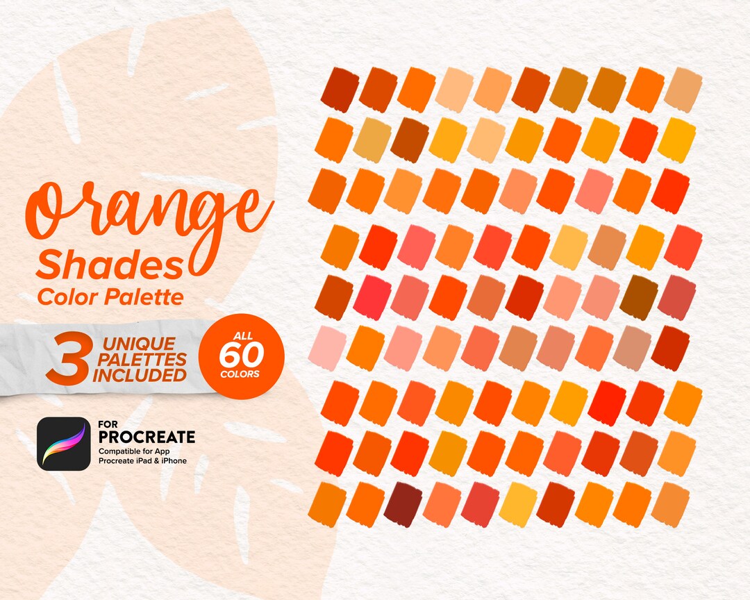Orange Shades Color Palette, 3 Swatches, Blue Color, Procreate Palette ...