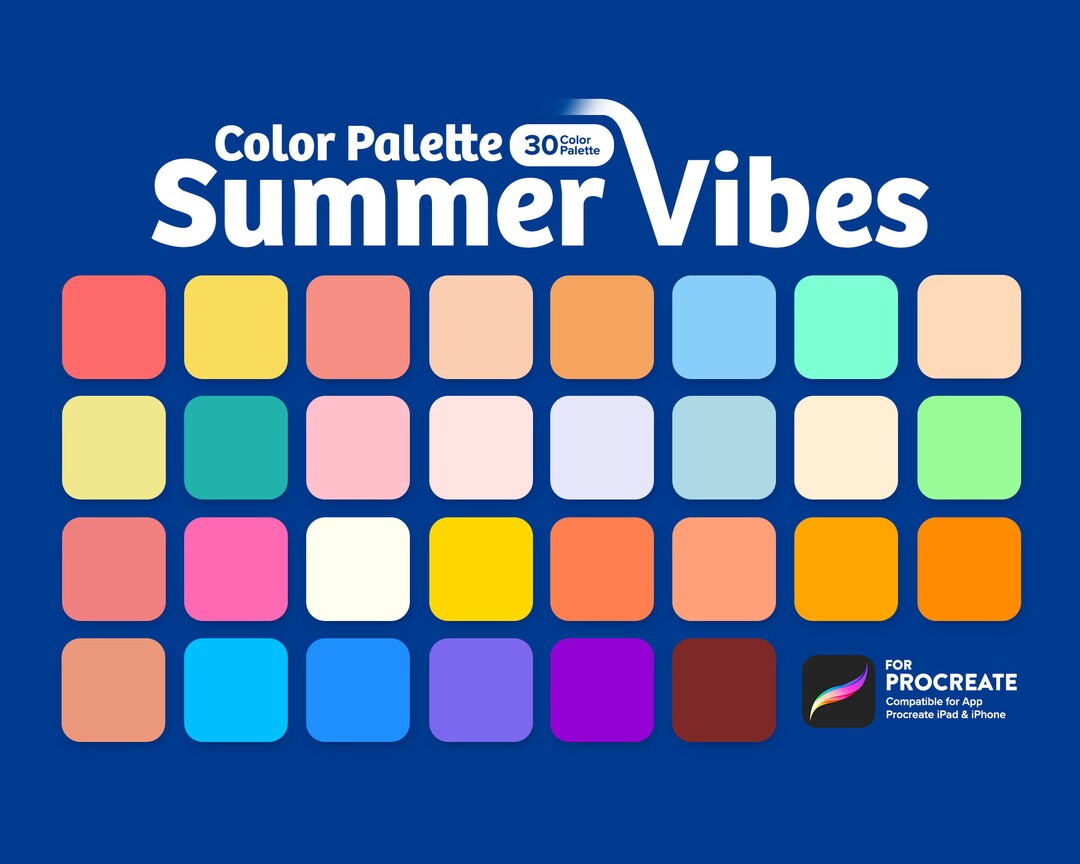 Summer Vibes Color Palette, Vivid Color Palette, Procreate Palette ...