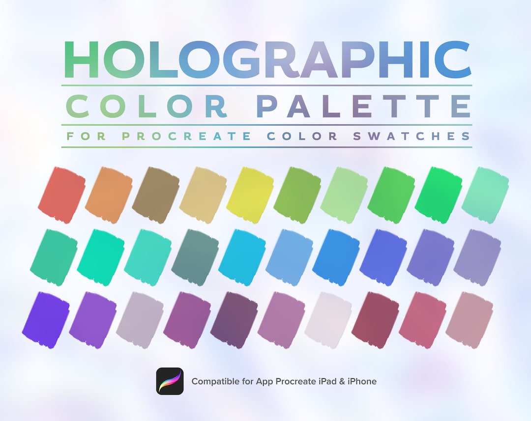 Holographic Color Palette, Soft Color, Holo Pastel, Procreate Palette ...