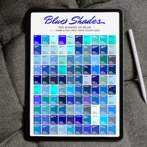Blue Shades Color Chart Poster: Wall Art Printable (digital Print) - Etsy