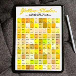 Yellow Color Shades Poster: Wall Art Chart (A0-A4 Digital Print) - Etsy
