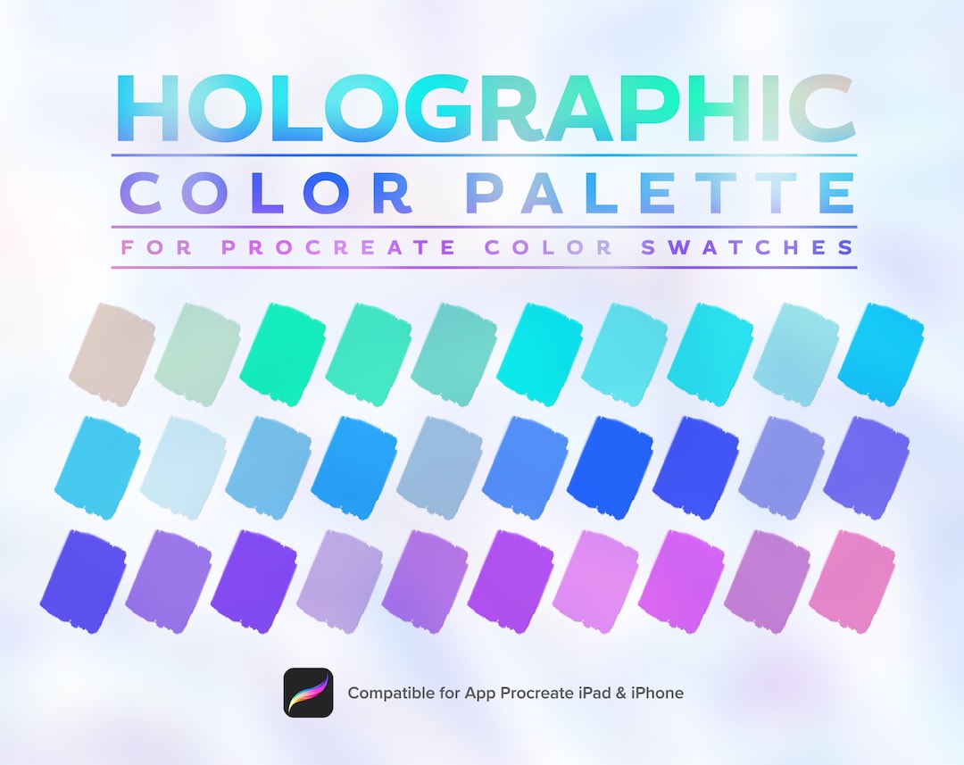 Holographic Color Palette, Soft Color, Holo Pastel, Procreate Palette ...