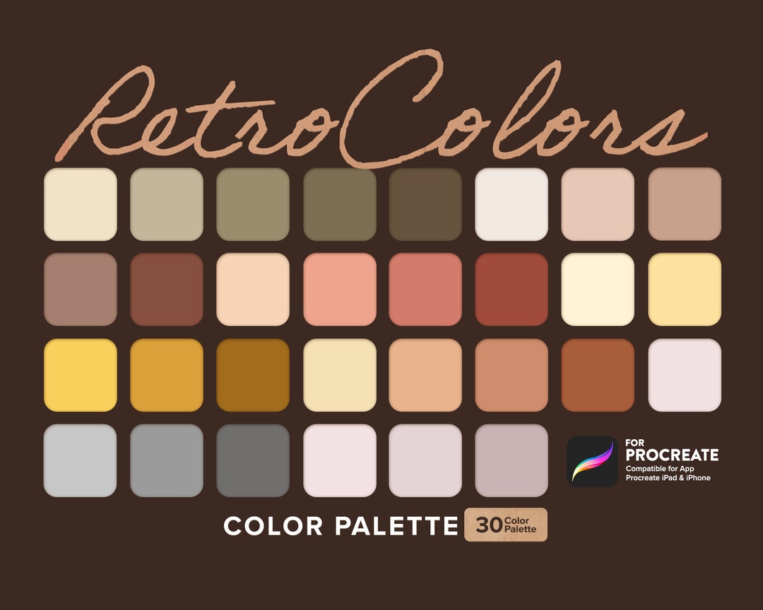Classic Retro Color Palette, Vintage Color Palette, Procreate Palette ...