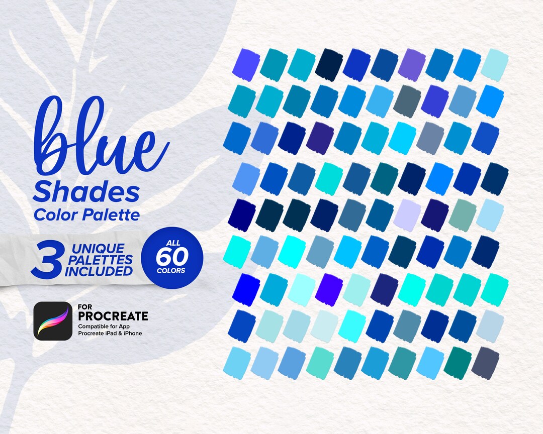 Blue Shades Color Palette, 3 Swatches, Blue Color, Procreate Palette ...