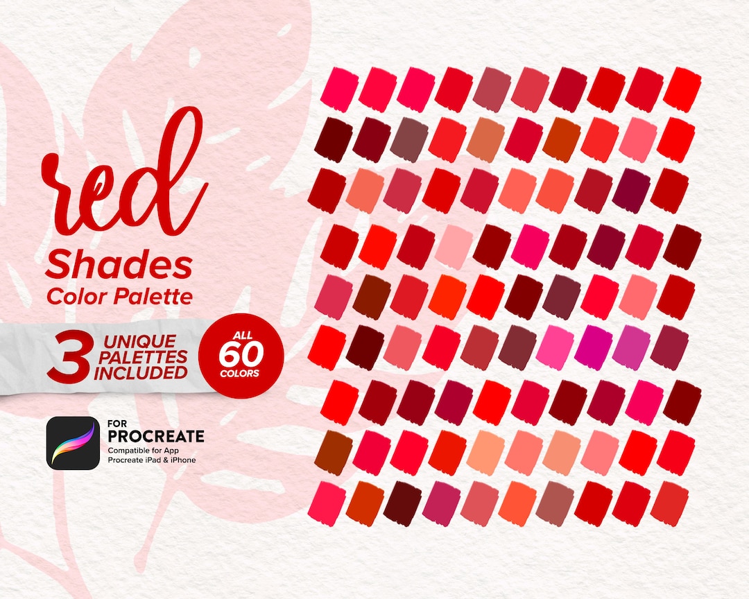Red Shades Color Palette 3 Swatches Red Color Procreate Palette Procreate Tools Colors For