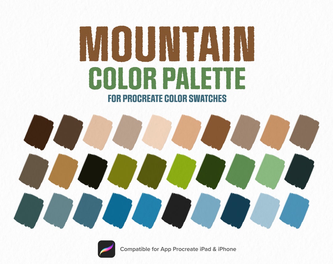 Mountain Color Palette: 30 Procreate Swatches for iPad (digital ...