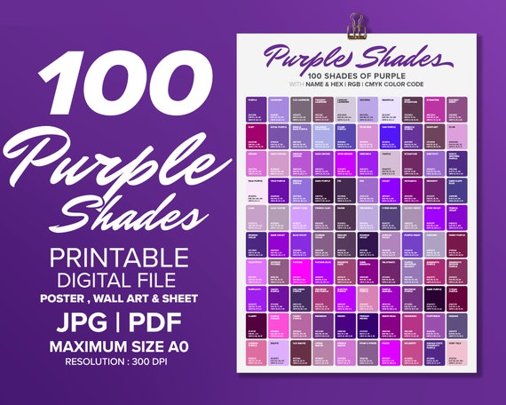 Shades Of Purple Color Chart With Names