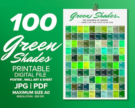 Shades Of Green Color Chart