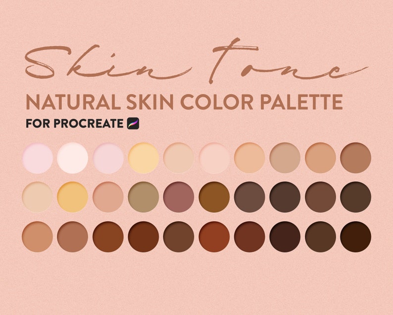 Natural Skin Tone Color Palette, Human Nude Color, Procreate Palette ...