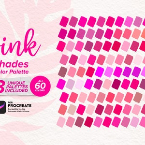 Pink Shades Color Palette, 3 Swatches, Pink Color, Procreate Palette ...