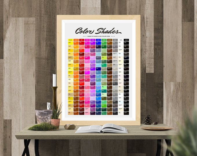 100 Purple Shades Color Poster, Wall Art Color, Chart & Sheet, Color ...
