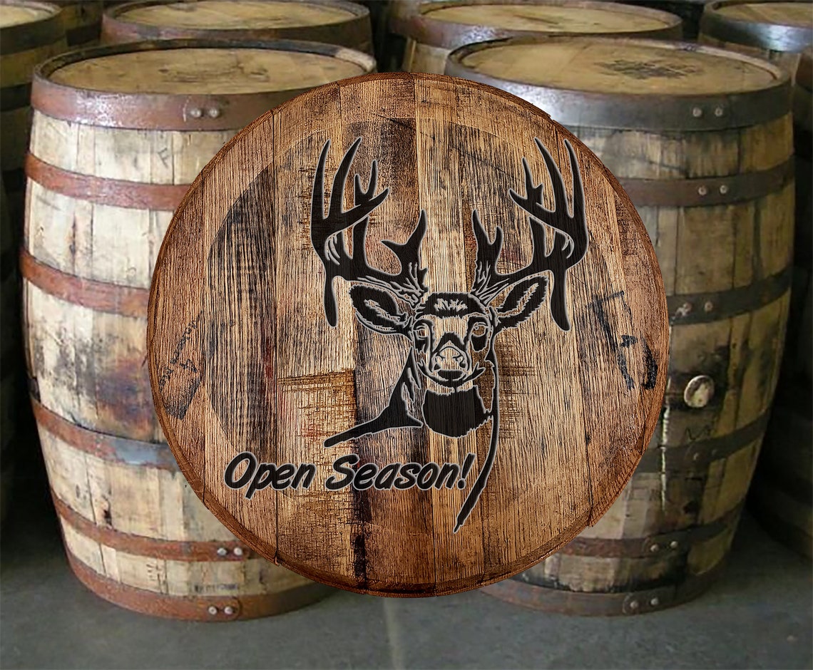 Whiskey Barrel Head Big Buck Open Season Deer Hunting Rack | Etsy