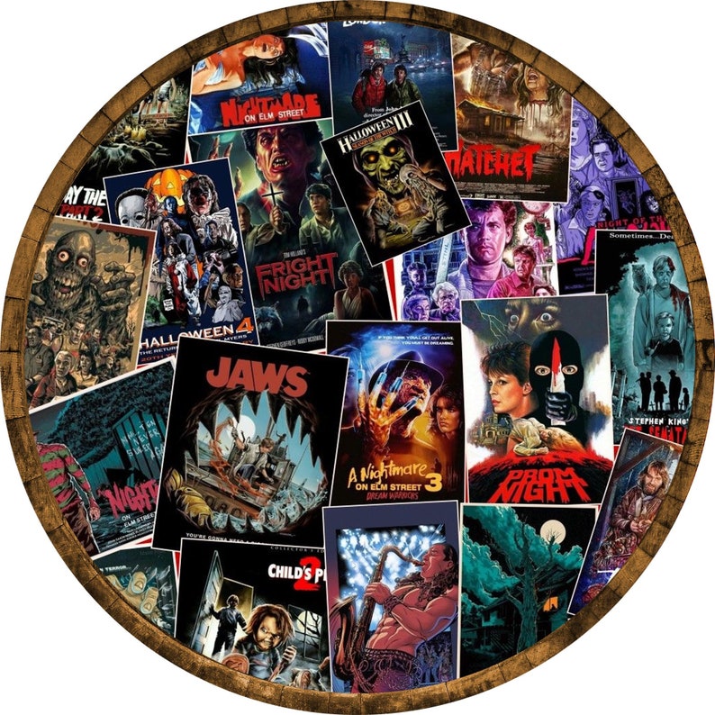 Cult Classic Horror Film Poster Collage Round Wood Coffee - Etsy