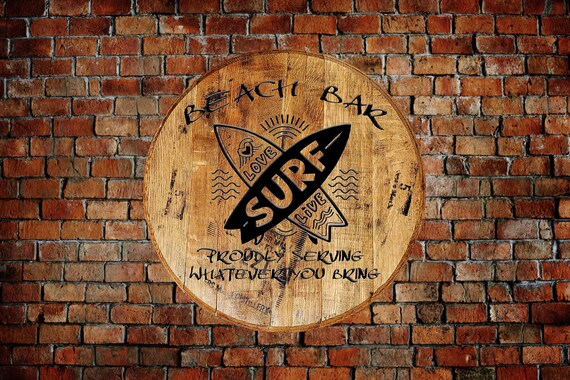 Personalized Beach Bar Sign Custom Barrel Head | Etsy