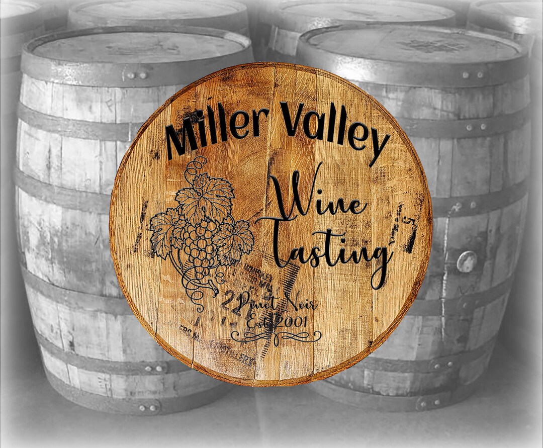 Whiskey Barrel Head Personalized Family Vineyards Wine Tasting Winery ...
