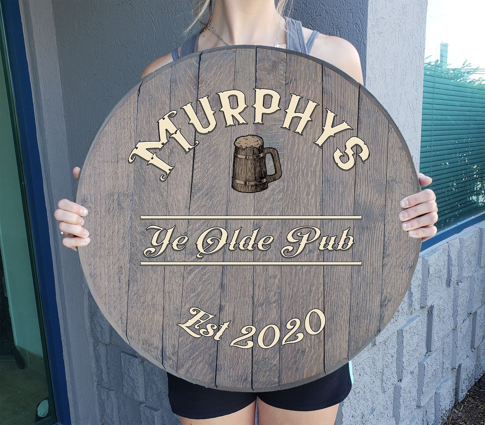 Beer Mug Custom Bar Sign Barrel Head Wall Decor | Etsy