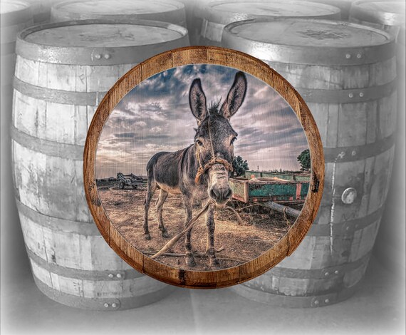 Bourbon Barrel Lid Donkey Mule in the Pasture Beautiful | Etsy