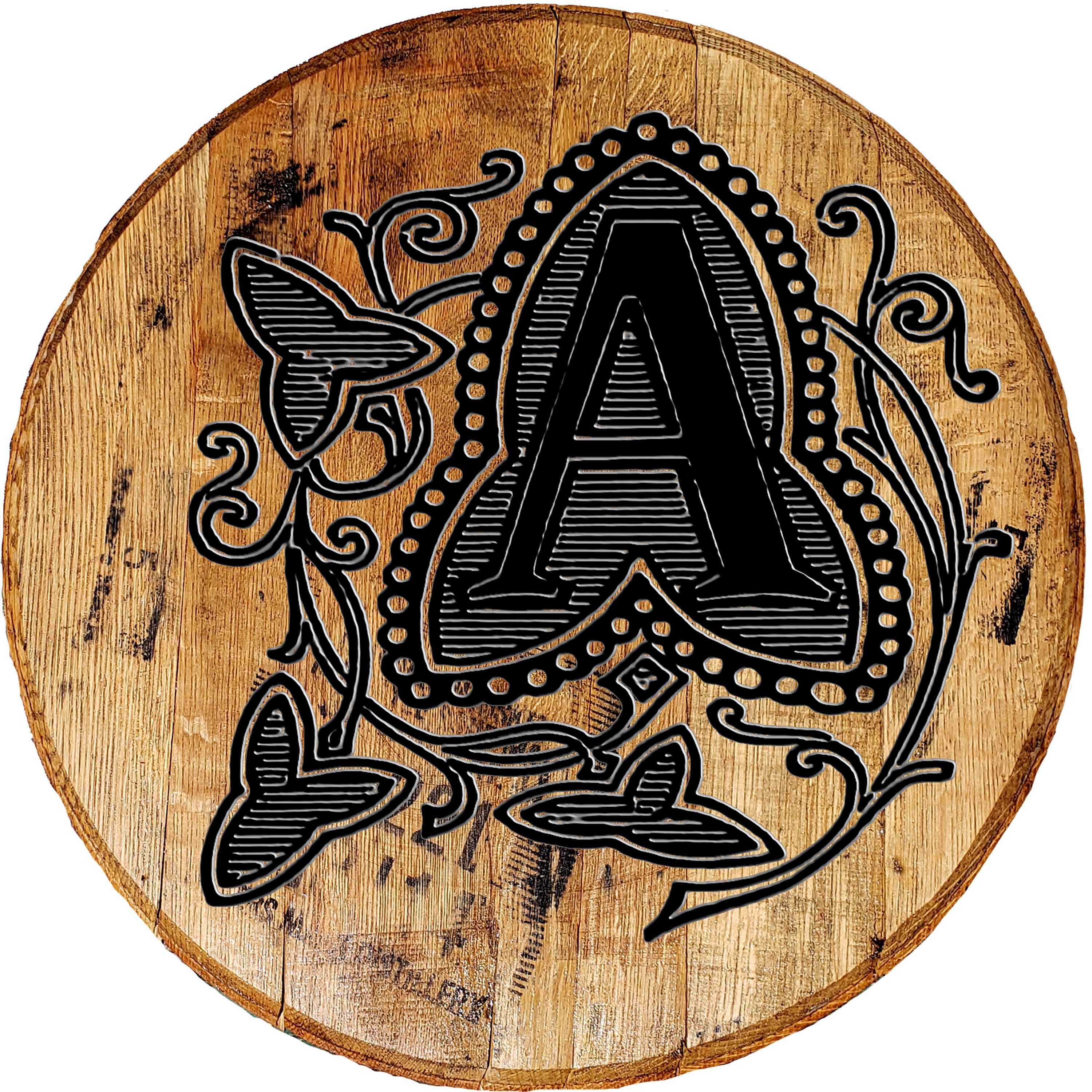 Whiskey Barrel Head Monogram Pick Your Style Letter A | Etsy