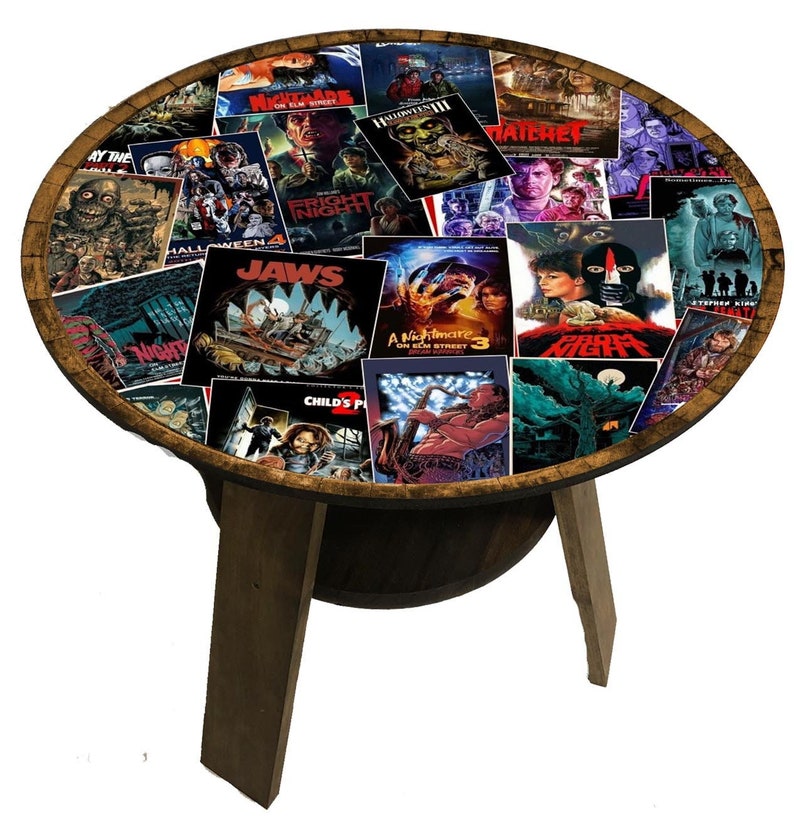 Cult Classic Horror Film Poster Collage Round Wood Coffee - Etsy
