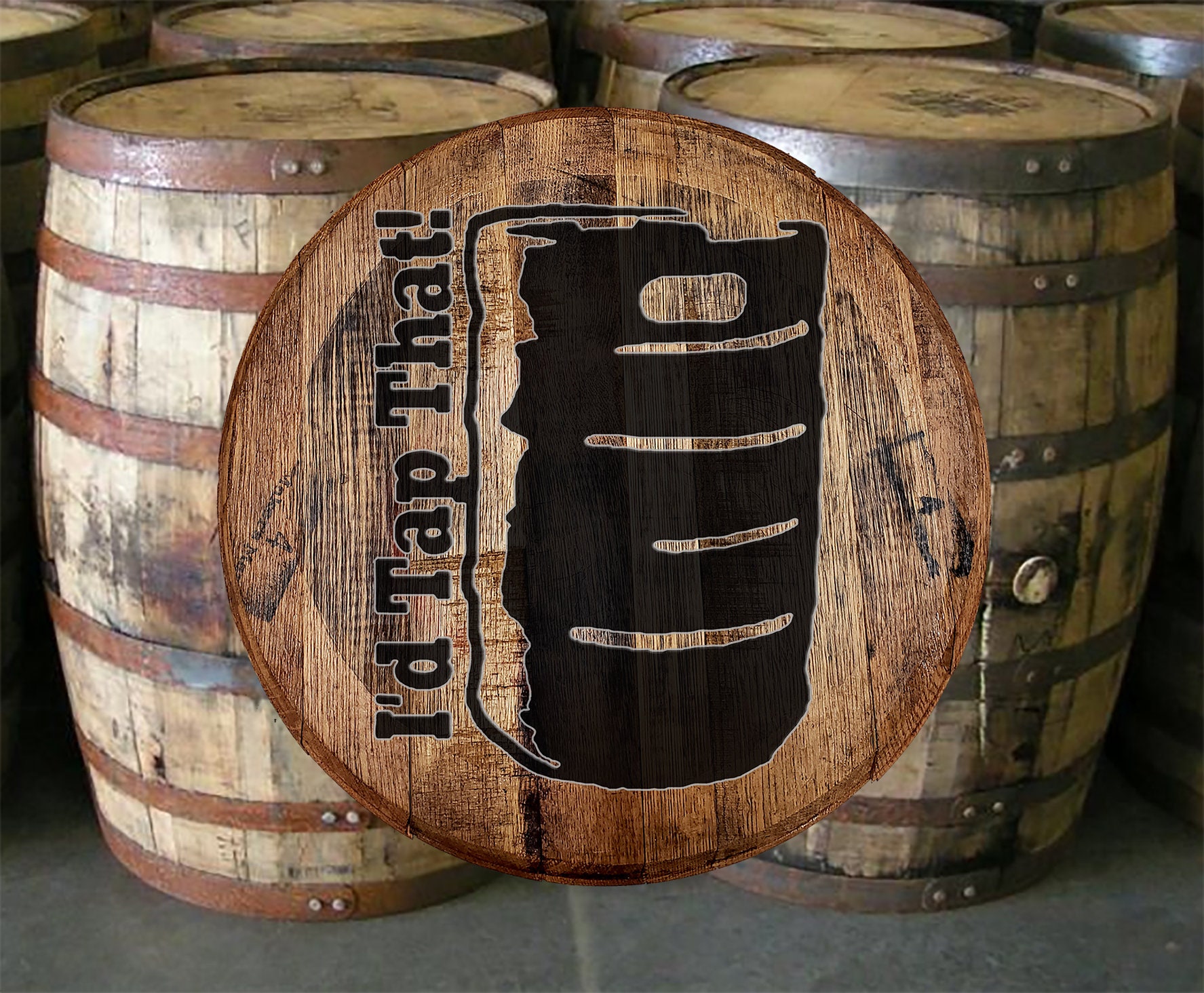 Whiskey Barrel Head I'd Tap That Beer Drinking Keg | Etsy