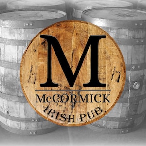 Whiskey Barrel Head Personalized Monogram Rustic Bar or Pub Sign - Etsy