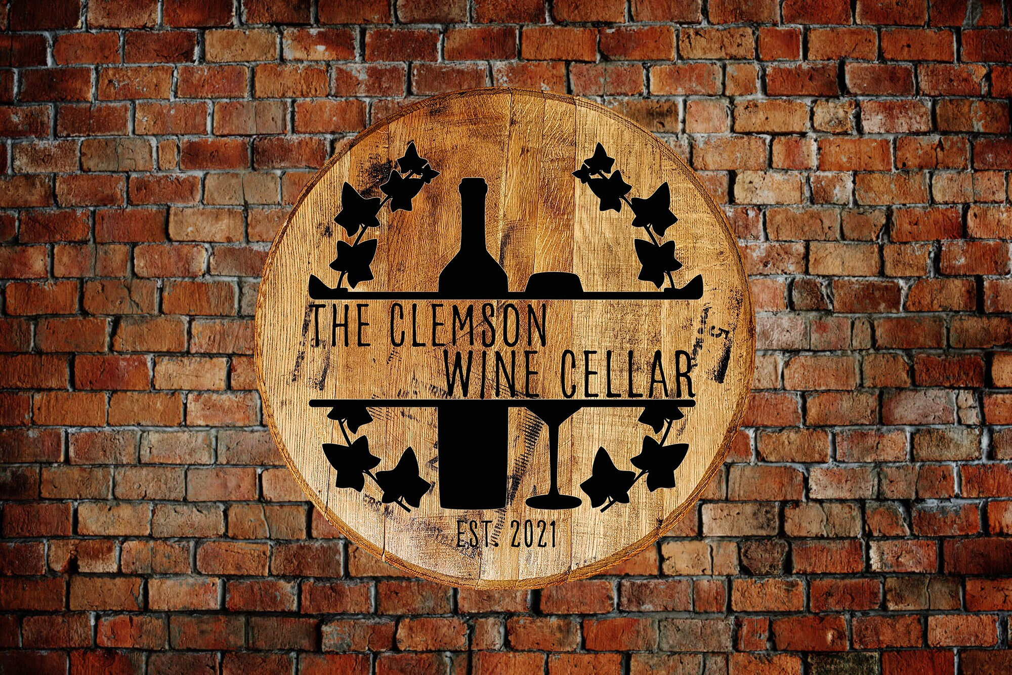 Personalized Wine Cellar Sign Custom Barrel Head | Etsy