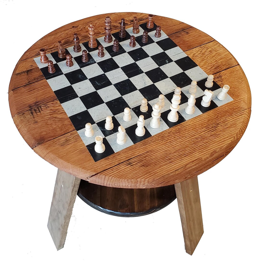 Bourbon Barrel Head Wood Chess Board Table Reclaimed Wood - Etsy UK