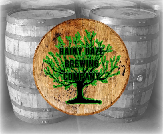 Oak Tree Home Brewing Company Personalized Barrel Head Bar - Etsy