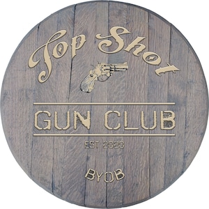 Speakeasy Gun Club Bar Sign Custom Barrel Head Wall Decor - Etsy