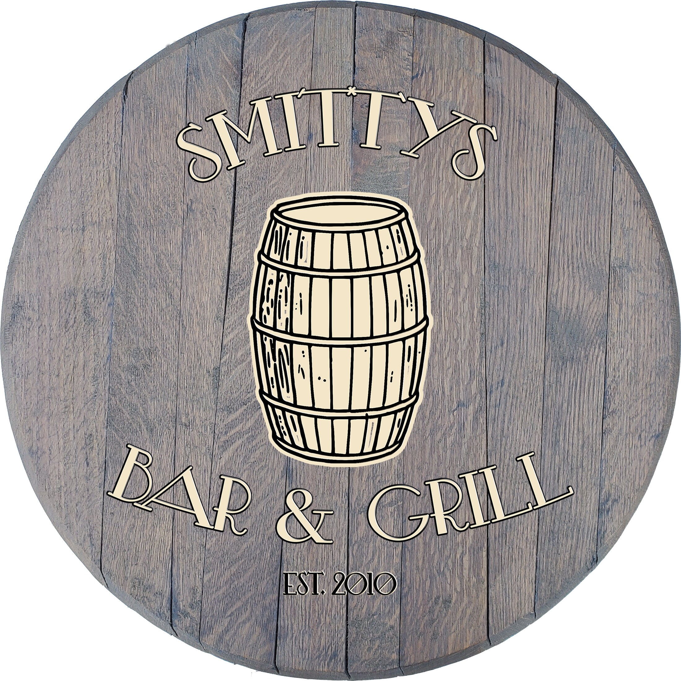 Whiskey Barrel Head Personalized Man Cave Home Bar Sign With | Etsy