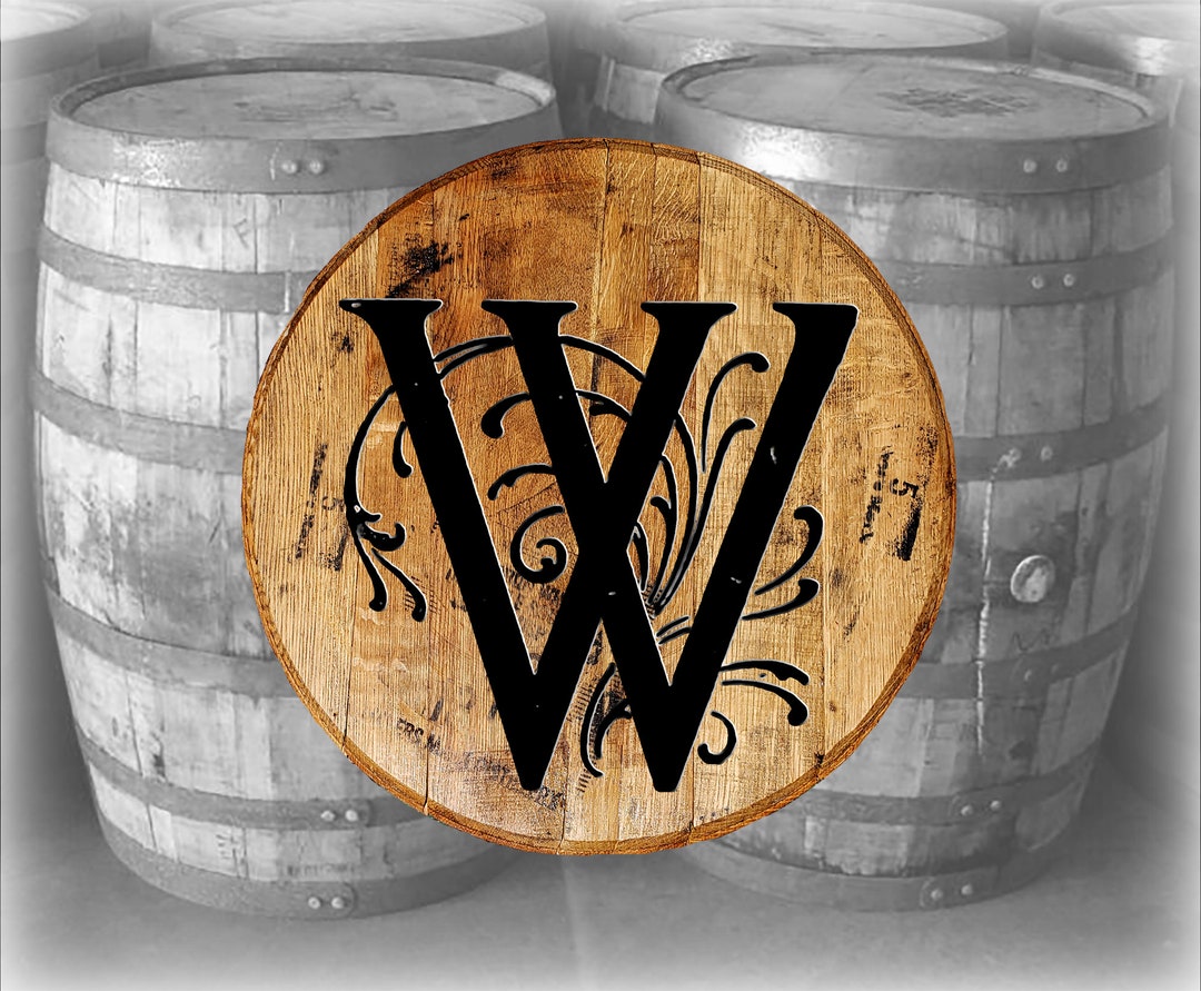 Whiskey Barrel Head Monogram Pick Your Style Letter W Various Black ...