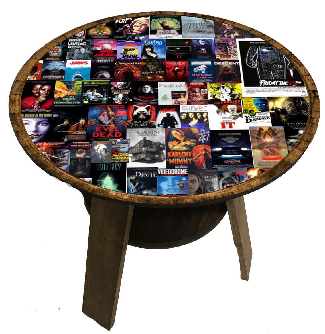 Cult Classic Horror Film Poster Collage Round Wood Coffee - Etsy