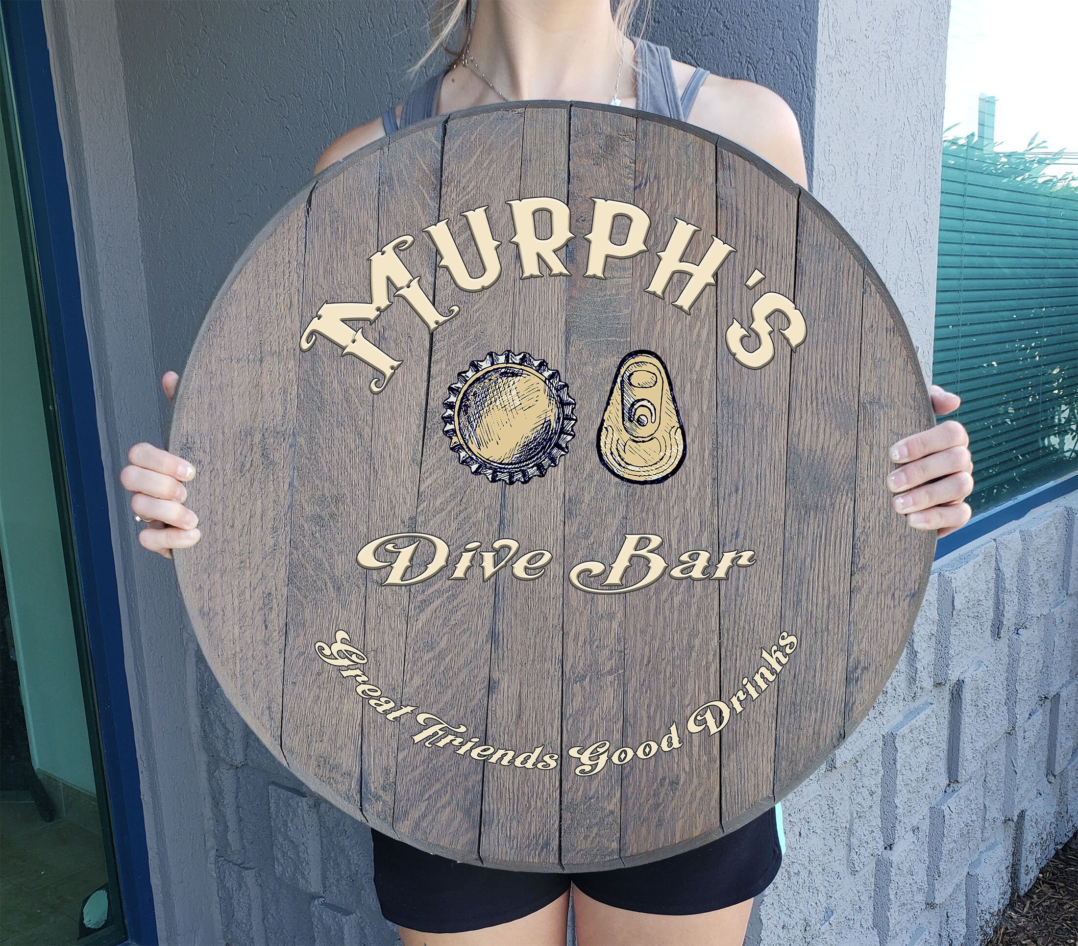 Dive Bar & Taphouse Bar Sign Custom Barrel Head Rustic Wall | Etsy