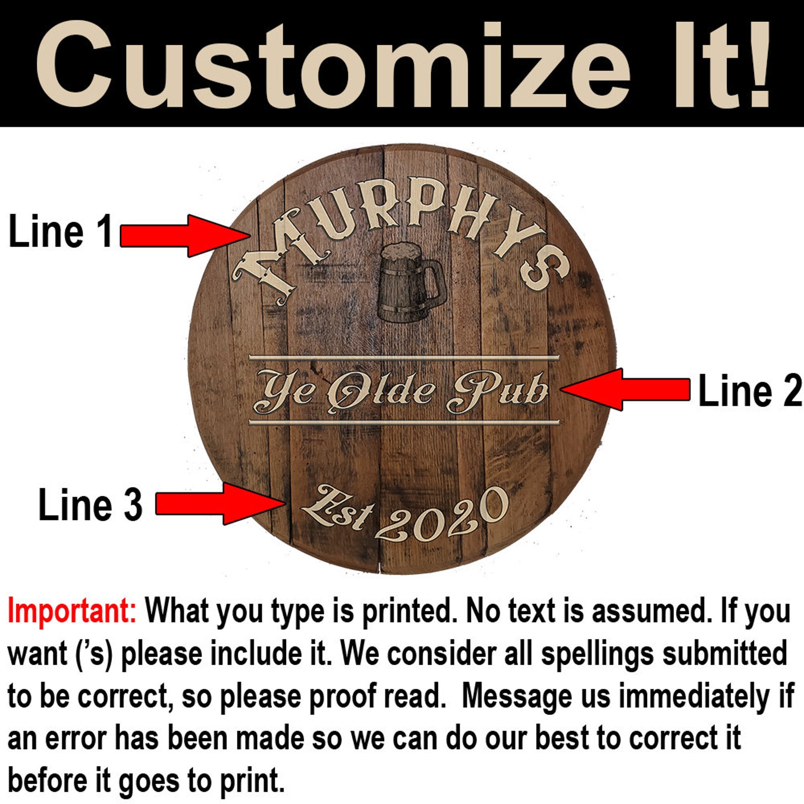 Beer Mug Custom Bar Sign Barrel Head Wall Decor | Etsy