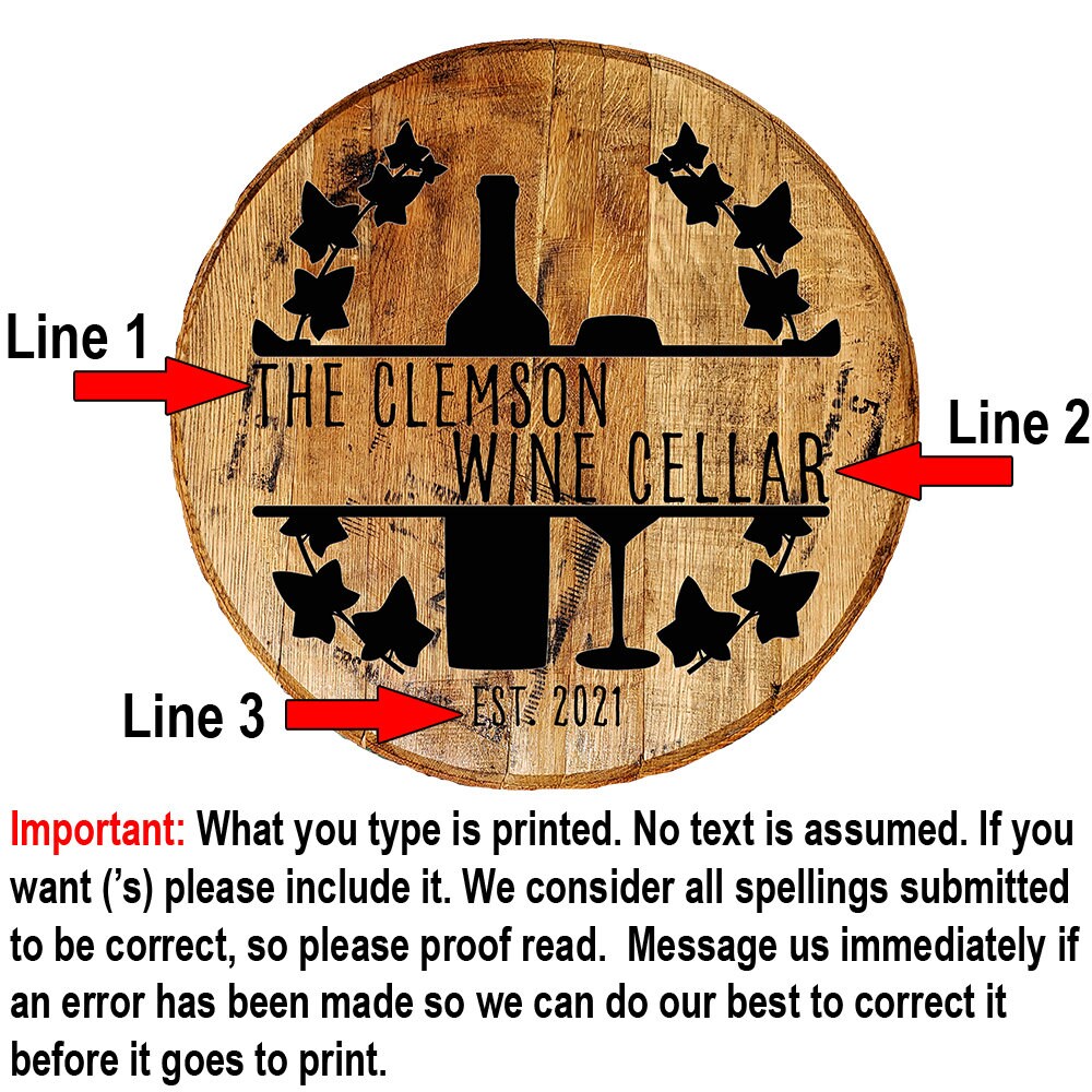 Personalized Wine Cellar Sign Custom Barrel Head | Etsy