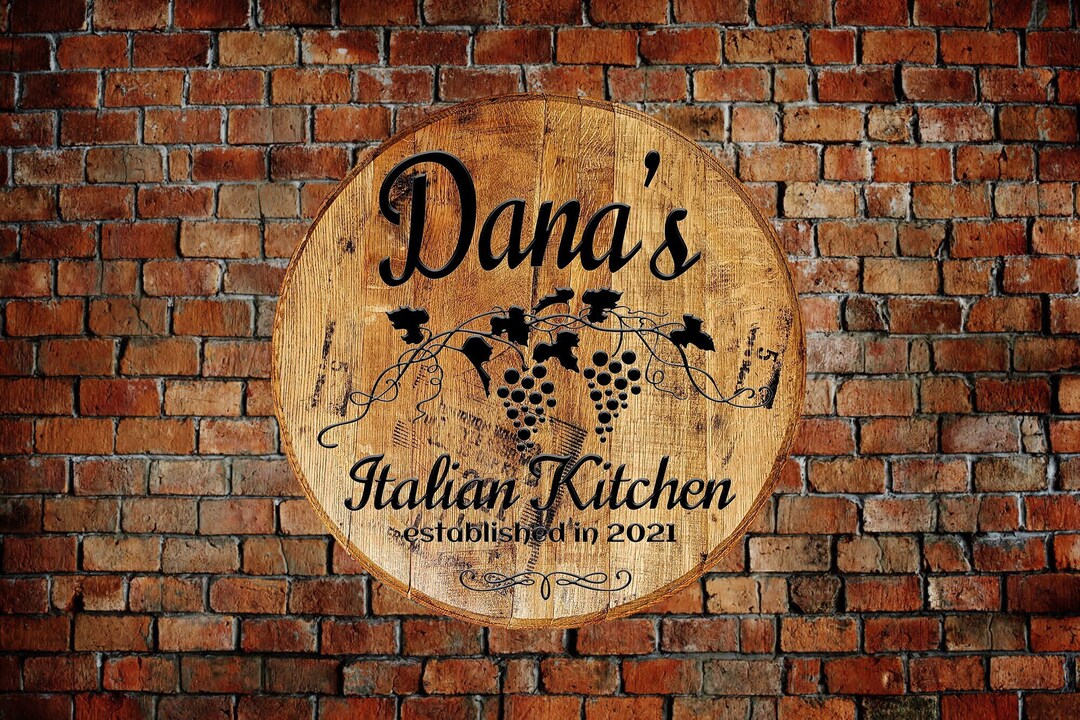 Personalized Grape Vine Kitchen Sign Custom Barrel Head - Etsy