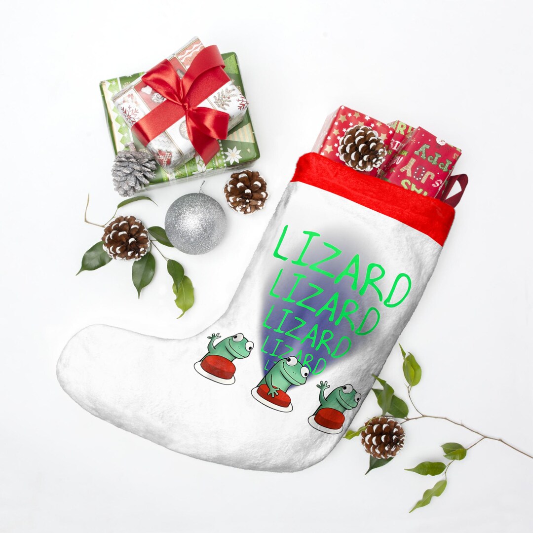 Lizard Meme Christmas Stocking, Whimsical Holiday Decor, Fun Gift Idea ...