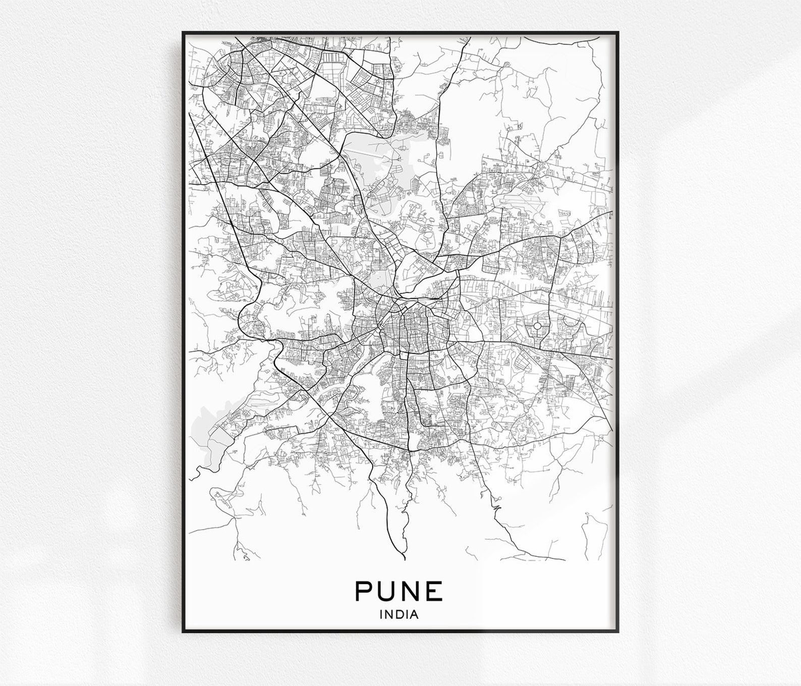 Pune Map Print City Map Prints Pune Map City Maps India | Etsy