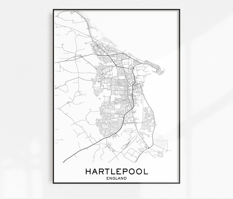Hartlepool Map Print City Map Prints Hartlepool Map City | Etsy