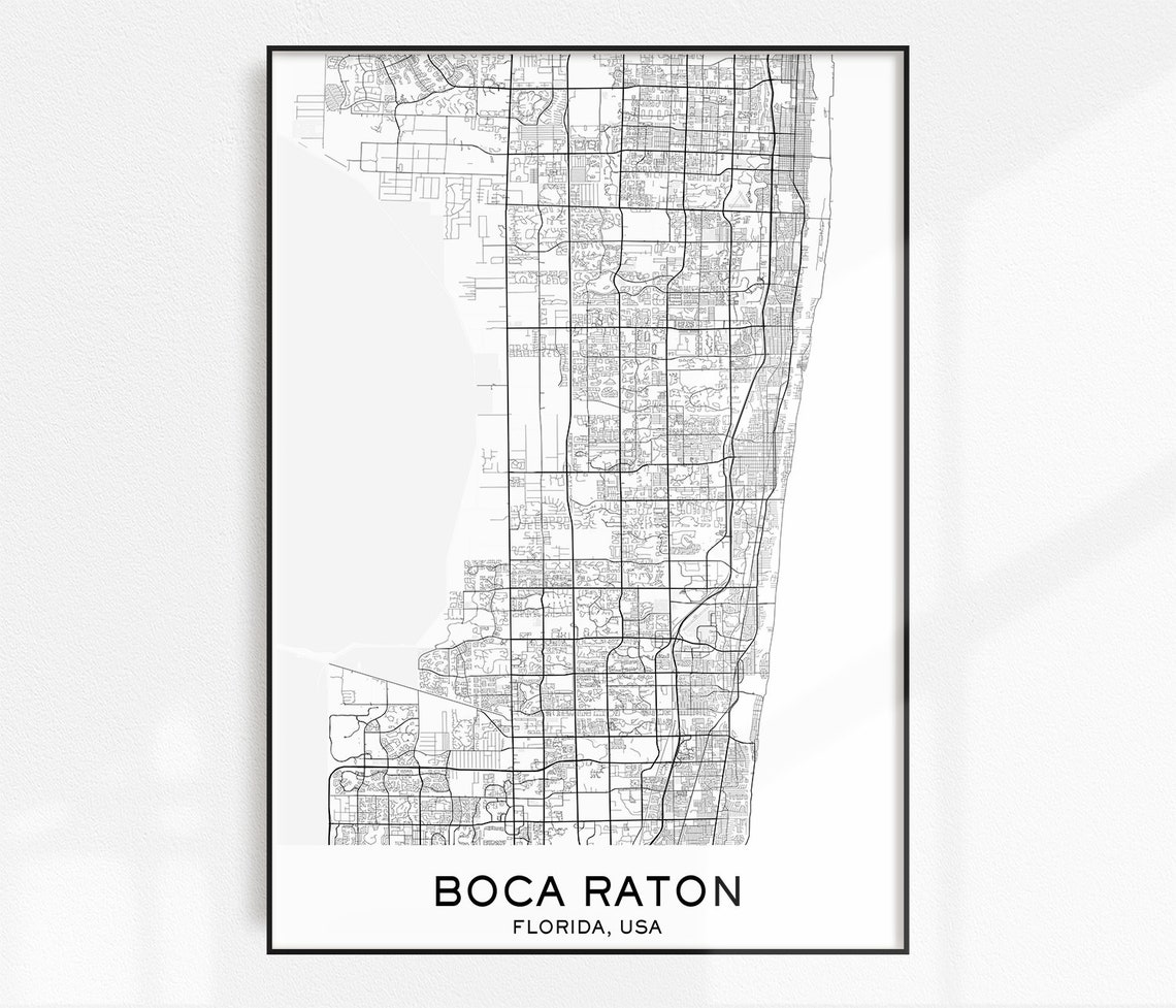Boca Raton Map Print City Map Prints Boca Raton Map City | Etsy