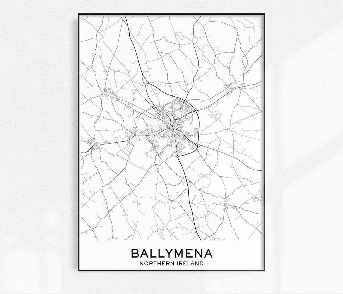 Ballymena Map Print City Map Prints Ballymena Map City | Etsy
