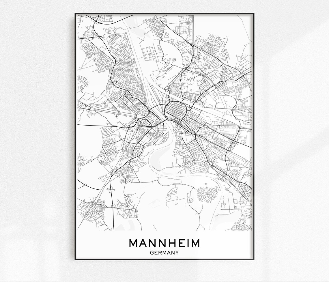 Mannheim Map Print City Map Prints Mannheim Map City Maps | Etsy