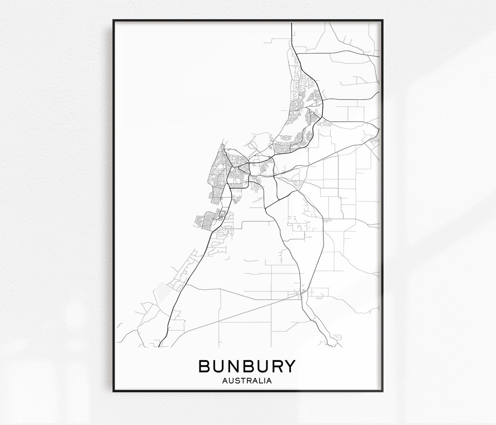 Bunbury Map Print City Map Prints Bunbury Map City Maps | Etsy
