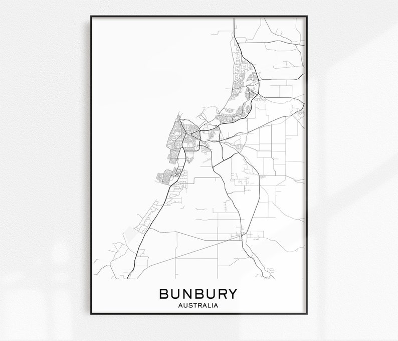 Bunbury Map Print City Map Prints Bunbury Map City Maps | Etsy