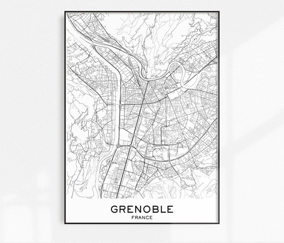 Grenoble Map Print City Map Prints Grenoble Map City Maps | Etsy