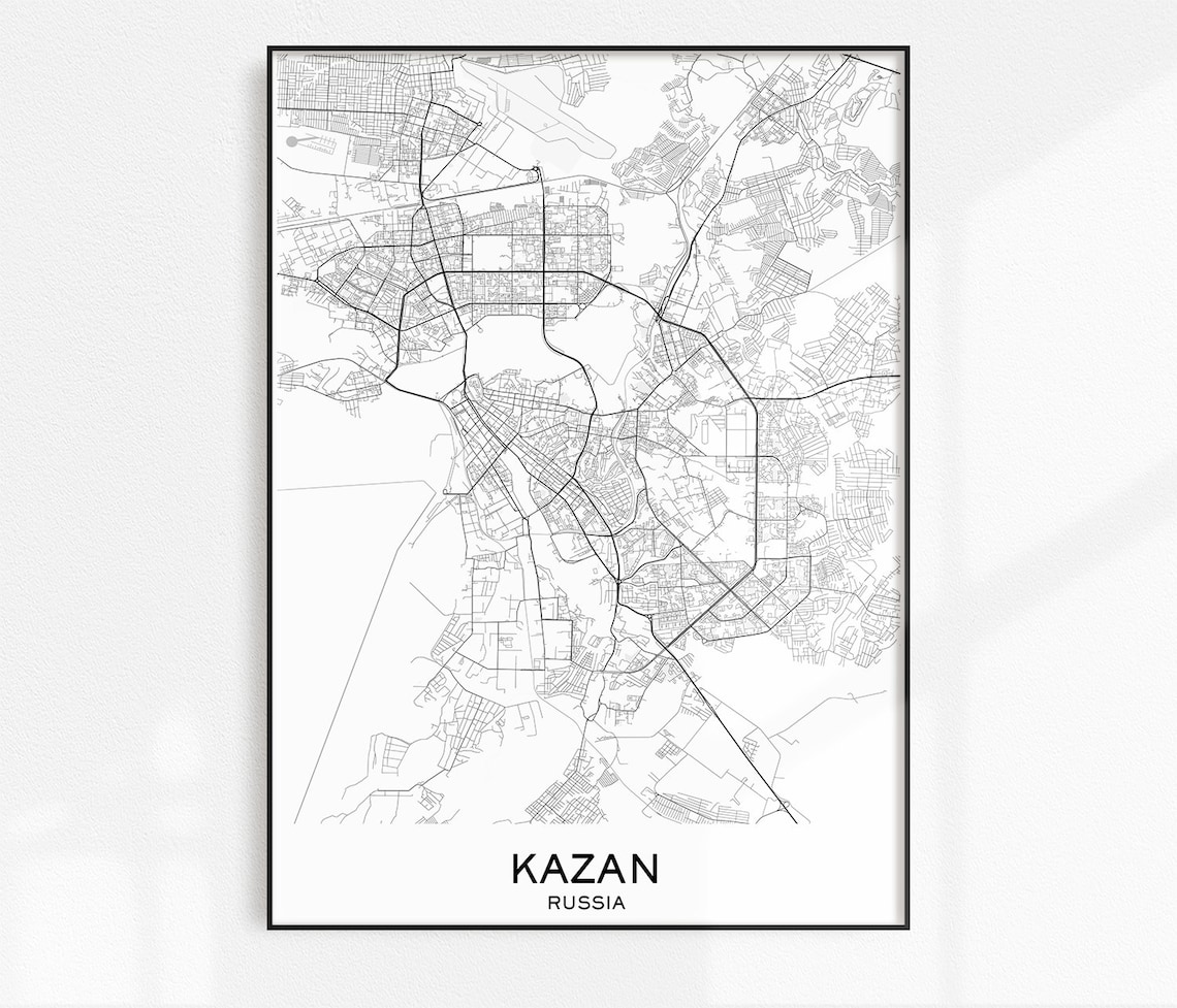 Kazan Map Print City Map Prints Kazan Map City Maps Russia | Etsy