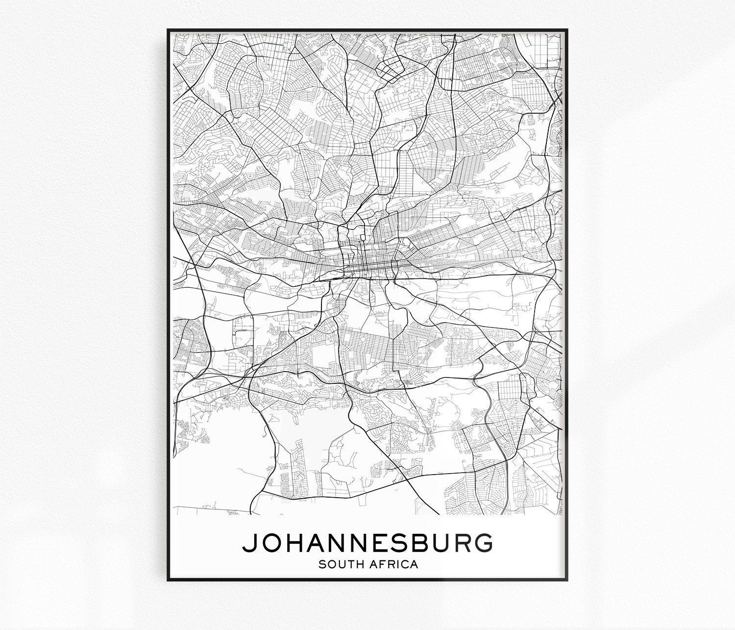 Johannesburg Kaart Afdrukken City Map Prints Johannesburg | Etsy