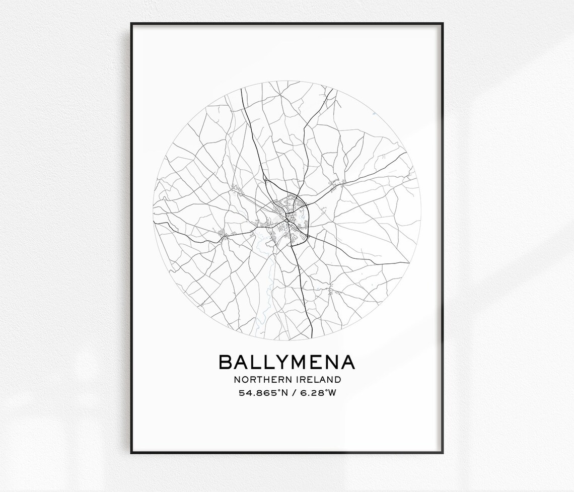 Ballymena Map Print Digital Map Prints Printable Maps | Etsy