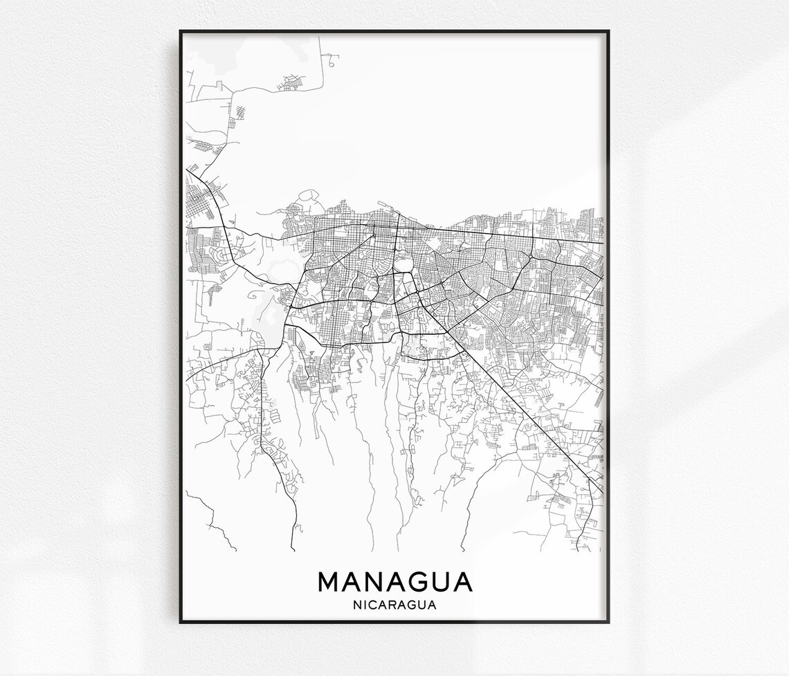 Managua Map Print City Map Prints Managua Map City Maps | Etsy