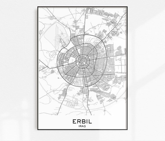 Erbil Map Print Printable Maps Erbil Map City Map Prints | Etsy